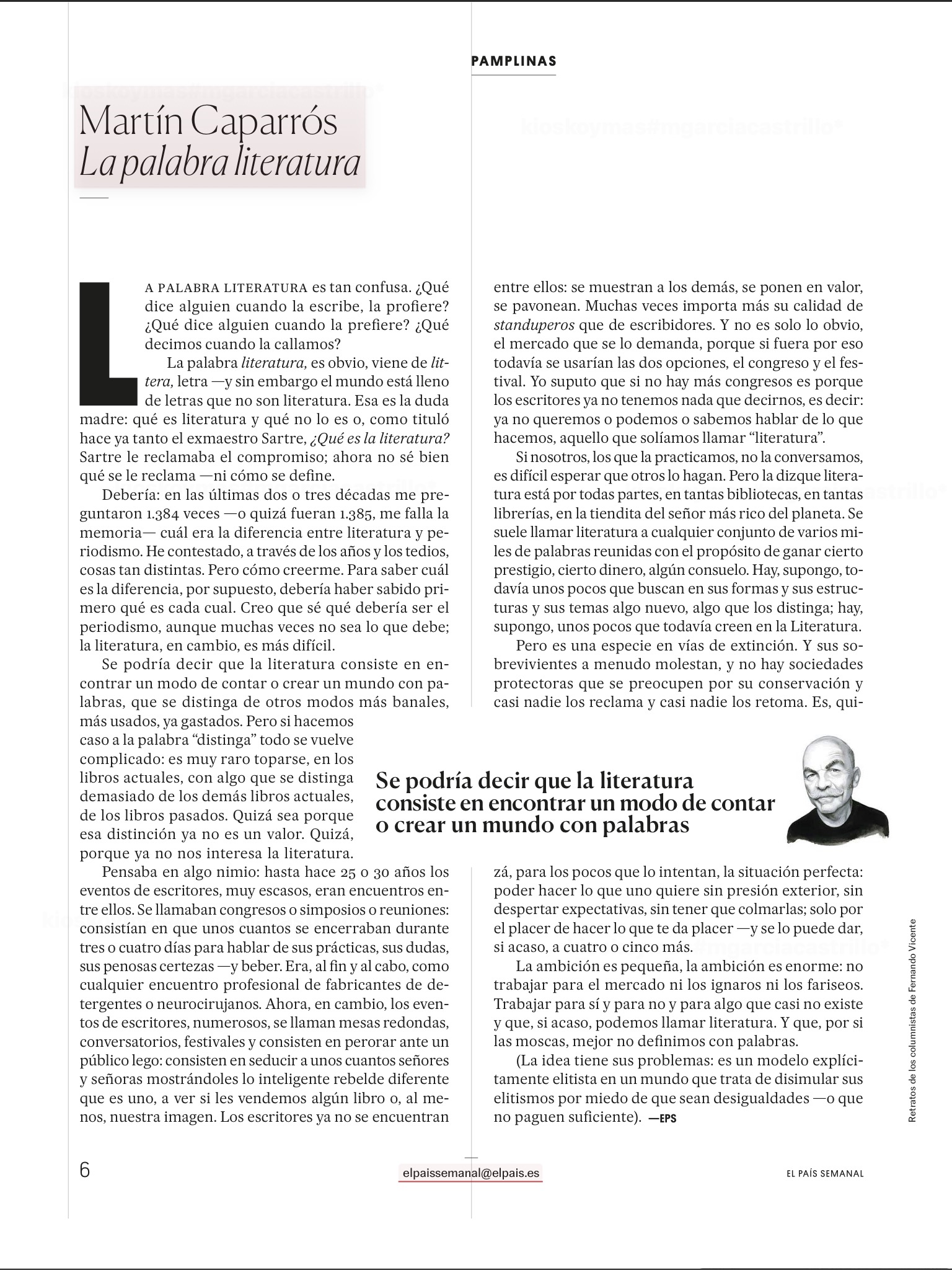 La palabra literatura. Martín Caparrós | Los cuadernos de Vieco